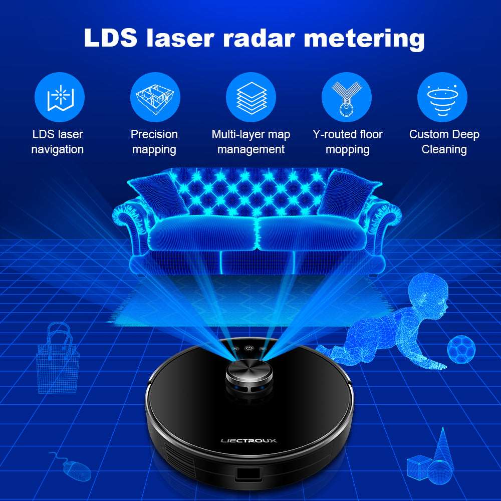 Liectroux XR500 high end robot vacuum, Laser navigation, 6500pa suctio ...